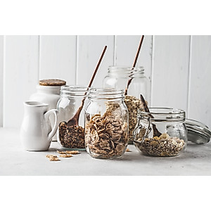 16oz Glass Mason Jars with lids Set of 6 - Airtight Band + Marker & Labels - Canning Jars with Lids, Ideal for candle jars, Spice Jars, Wedding Favors, Meal Prep, Jelly Jar, Jam, Honey,