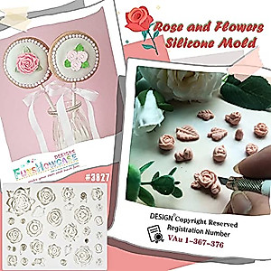 Funshowcase 32 Cavity Roses Flower Fondant Candy Silicone Mold for Sugarcraft Cake Decoration, Cupcake Topper, Polymer Clay, Soap Wax Making, Resin Jewelry Casting Crafting Projects