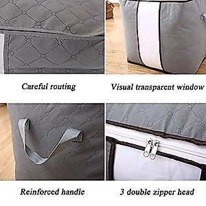 Large Clothes Storage Bag Foldable With Bed Bottom Storage Box,260l 3-Pack Clothes Storage Bag,3 Different Large Sizes For Toys, Blankets, Quilts, Clothes And Other Supplies, Gray