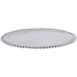 Mariposa Pearled Oval Platters, One Size, Silver