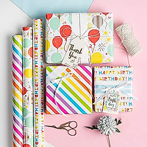 MAYPLUSS Birthday Wrapping Paper Roll - Mini Roll - 17 inch X 120 inch Per roll - Balloon Design (42.3 sq.ft.TTL)