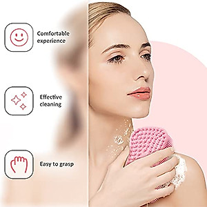 Silicone Body Scrubber, Elfrhino Shower Brush for Gentle Scrub Skin Exfoliation, Lathers Well, More Hygienic, Gentle Massage with Silicone Loofah for Use in Shower to Improve Cellulite Pink
