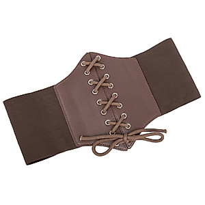 GRACE KARIN Womens Faux Leather Steampunk Sexy Underbust Waist Belt Corset(3XL,Coffee)
