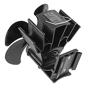 gohantee Heat Powered Stove Fan Hanging on Chimney Fireplace Fan 5 Blades Silent Operation for Wood Log Burner Fireplace Eco Friendly and Efficient Heat Distribution with Stove Thermometer