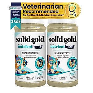 Solid Gold Dog Food Seasoning for Picky Eaters - Nutrientboost Dog Food Topper Shaker Appetite Enhancer for Dogs Pumpkin Flavor - Contains Proteins & Amino Acids to Promote Digestion & Immunity - 2 Ct