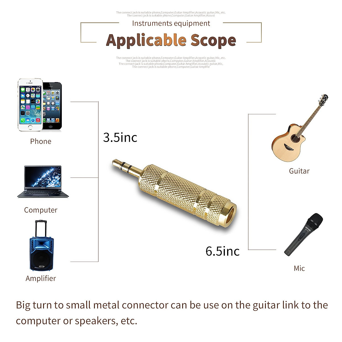 SUNYIN Guitar Amp Cord,Electric Guitar Cable 1/4 Inch Instrument Amp Cord Guitar Cord,3.5mm&6.5mm Converter Adapter,3.5mm Audio Cord,4 Picks(10ft)