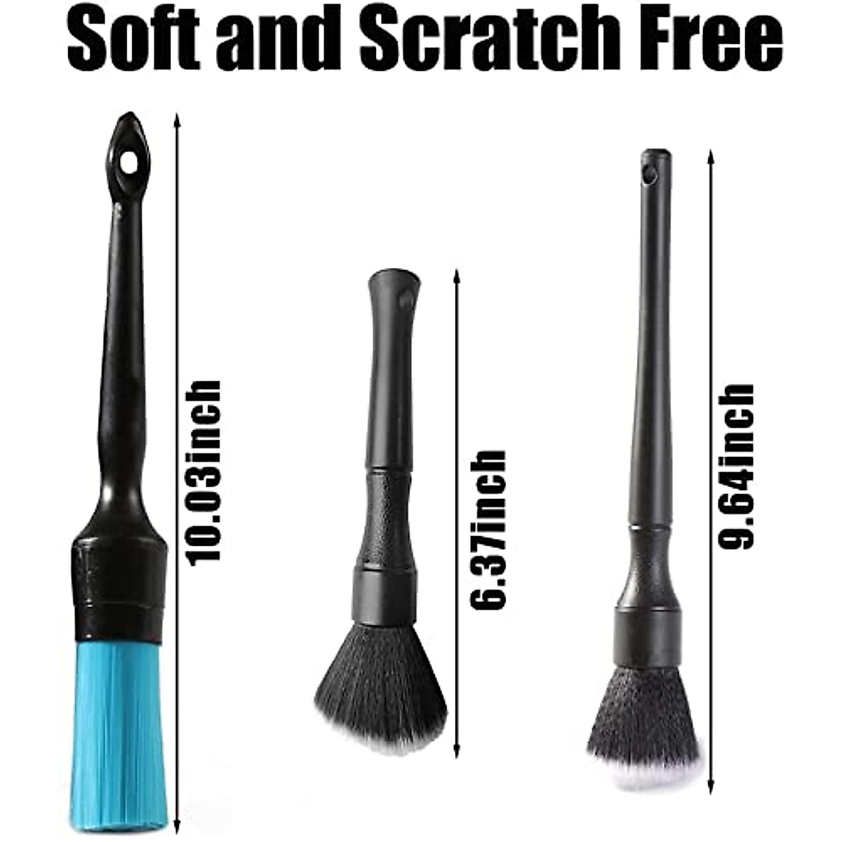 AOOF 3 Detail Brush Kits Wild Boar Hair Detail Brushes for Elegant Surfaces, Vents, Engine Compartment Markings and Dashboard seat Wheels, for Cleaning Inside and Outside Without Scratches