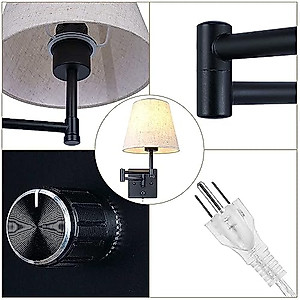 DTREEL Swing Arm Wall Lamp Plug in Cord Industrial Wall Sconce with On/Off Switch Wall Lights Fixtures 1-Light
