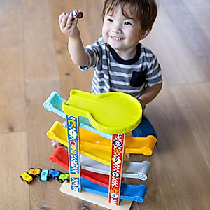 Fat Brain Toys Zigzag Racetrack - Number-Learning Car Tower for Preschoolers