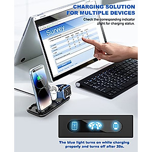 Foldable 3 in 1 Charging Station,18W Fast Charger Stand for Multiple Apple Devices Compatible with All iPhone, iWatch, Air Pods, Fast Charge Portable Travel Charger with QC3.0 Adapter