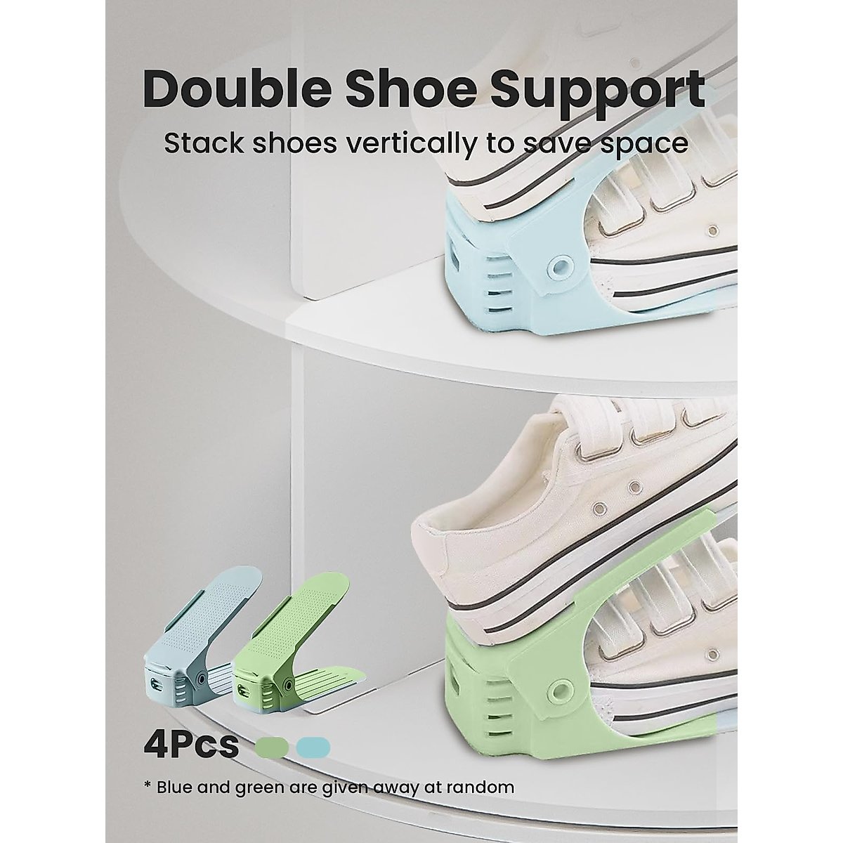Toemics 7 Tier Rotating Shoe Rack Tower 28 Shelves, 360° Spinning Display Lazy Susan Organizer, Carousel for Shoes & Handbags, Easy Assembly, Includes 4 PCS Double-Layer Shoe Racks, White
