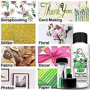 Bearly Art Precision Craft Glue - The Mini - 2fl oz with Tip Kit - Dries Clear - Metal Tip - Wrinkle Resistant - Flexible and Crack Resistant - Strong Hold Adhesive - Made in USA