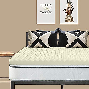 Nutan 2-Inch High Density Convoluted Egg Shell Breathable Memory Foam Topper,Adds Comfort to Mattress, Twin, White