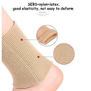 KimDaro Ankle Gel Sleeves - Padded Skate Socks. Ankle, Men Women Ankle Support Compression Sleeve for Basketball Running Sport Injuries Ankle Swelling Foot Pain Relief (1pc) (Beige)