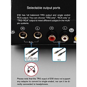 Topping E50 MQA Full DAC ES9068AS XU216 32Bit/768kHz DSD512 PCM768kHz Decoder RCA TRS Ultra Low Noise Preamp (Black)