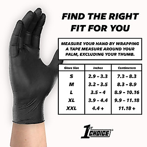 1st Choice Black Gloves Disposable Latex Free - Nitrile Gloves Large Black Nitrile Gloves for Cooking - 6 mil, Box of 100