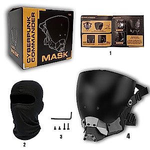 FUDAOLE Cyberpunk Commander Cosplay Mask,DIY Detachable Punk Mask,Perfect for Halloween,Parties,Masquerade,and Music Festivals Black