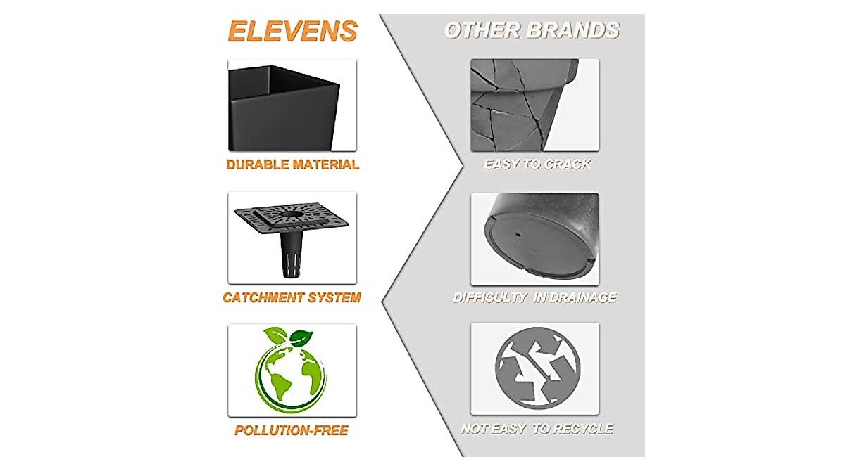 Elevens Large Outdoor & Indoor Planters - Modern V-Shape 27 Inch Pots