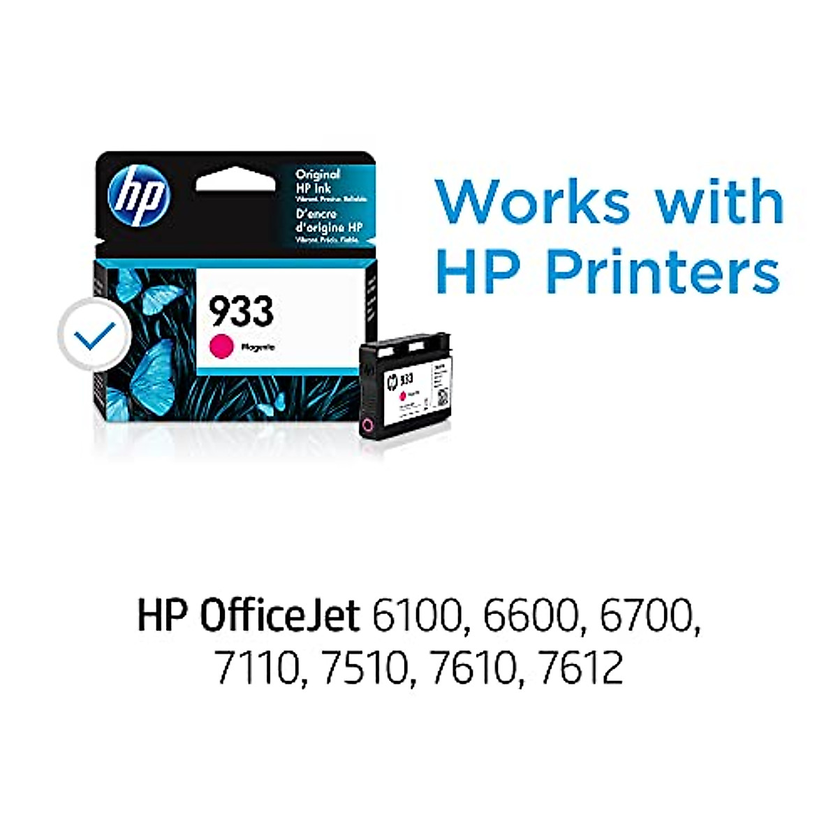 HP Original 933 Magenta Ink Cartridge | Works with OfficeJet 6100, 6600, 6700, 7110, 7510, 7610 Series | CN059AN