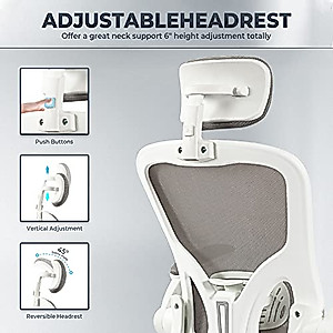 COLERLINE Home Office Chair Ergonomic Swivel Task Desk Chair Adjustable Headrest with Flip-Up Arms, Tilt Function, Lumbar Support & PU Wheels, Swivel Computer Task Chair for Men Women Adults 300lbs