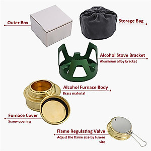 UVIKTE Mini Alcohol Stove Brass Spirit Burner with Aluminium Stand, Ultralight Portable Backpacking Stove for Camping Hiking Picnic Survival GREY