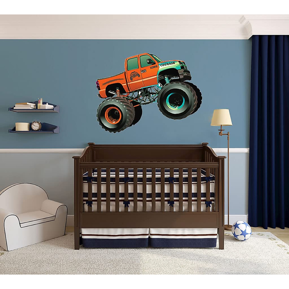 Monster Truck Wall Stickers, Truck Wall Decals for Boy’s Bedroom, Gift for Kids, Car Décor for Baby Boys Kids Bedroom Nursery or Man Cave