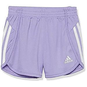 adidas Girls 2 Piece Graphic Tee & Mesh Short Set, White With Purple, 2T