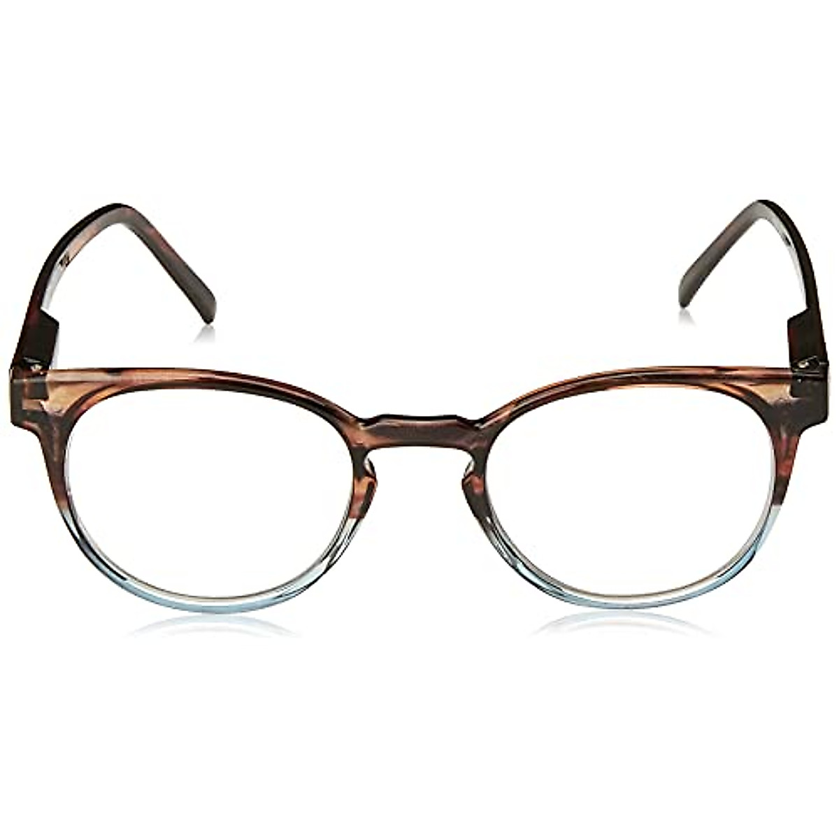 Peepers by PeeperSpecs Dynomite Round Light Blocking Reading Glasses, Blue/Brown, 47 + 1.5