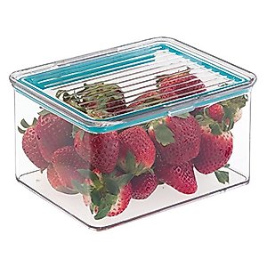 iDesign Plastic BPA-Free Pantry Food Storage Organizer Bin with Air-Tight Hinged Lid, 1.5 Quart Container for Kitchen, Fridge, Freezer, Cabinet, 5.5" x 6.6" x 3.7" - Clear