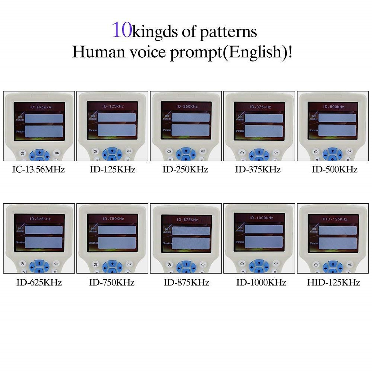 JYT-TOOLS RFID NFC Copier Reader Writer Cloner English 10 Frequency Programmer for ID IC Card/keyfob and 13.56mhz UID Key Access Control System