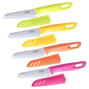 JJOO Paring Knives, Stainless Steel Paring Knife Set with Cover, 3.6 inch Pairing knife, Ultra-Sharp Small Kitchen Knife, Great for Fruit and Vegetable, Dishwasher Safe (Multi Colors)