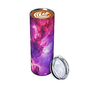 Tangopi Pink Purple Galaxy 20 oz Tumbler with Lid and Straw Insulated Travel Coffee Mug Reusable Spill Proof Coffee Cups Stainless Steel Water Bottle for Hot and Cold Drinks