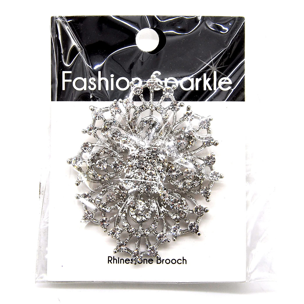 Belagio Enterprises 2-1/2-inch x 3-inch Rhinestone Brooch 1 Piece, Silver/Crystal