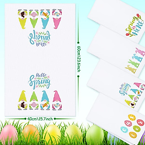 Breling 4 Pieces Easter Kitchen Towels 23.6 x 15.7 inches Easter Bunny Eggs Rabbit Hand Towels Spring Happy Easter Gnomes Kitchen Towels Holiday Cloth Dish Towels for Cooking Baking