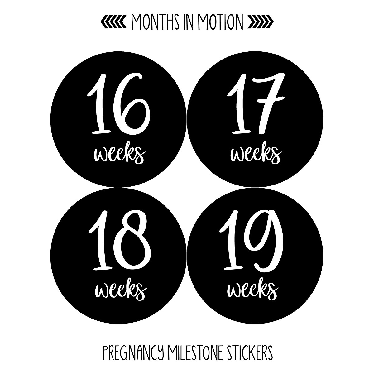 Months In Motion Pregnancy Weekly Belly Growth Stickers - Week to Week Pregnant Expecting Photo Prop - Maternity Keepsake - Baby Bump - Large Set of 36 Weekly Photo Sticker