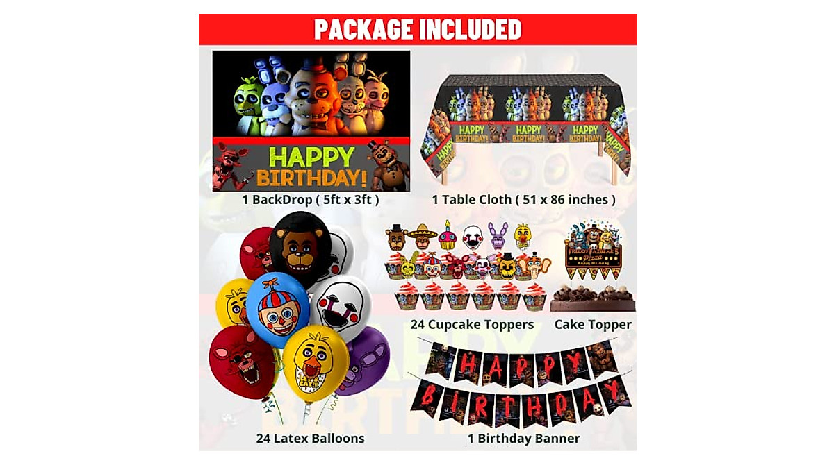 FNAF Birthday Party Supplies Kit - Complete Celebration Set
