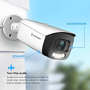 Amcrest 4K AI Bullet IP PoE Camera, 4K@30fps, 164ft Night Color Vision, Security IP Camera Outdoor, Face Detection, Human & Vehicle Detection, Built-in Siren Alarm, Built in Mic IP8M-TB2886EW-AI