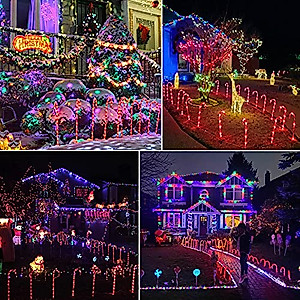 24.5" Candy Cane Lights with Stakes, 12 Packs Large Christmas Pathway Lights Outdoor, 8 Light Modes Candy Cane Pathway Markers Christmas Decorations for Yard Patio Garden Walkway Sidewalks