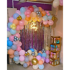 Balloon Boxes with Letters, ADOINBY Gold Baby Boxes Letter Blocks Boxes with 54 Letters, 6 Baby Balloon Box for Baby Showers & Bridal Shower, Reusable Birthday Party Decoration Boxes with 55 Balloons