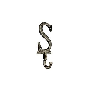 Handcrafted Nautical Decor Rustic Gold Cast Iron Letter S Alphabet Wall Hook 6"