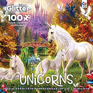 Ceaco - Unicorns Glitter - The Castle Unicorns- 100 Piece Jigsaw Puzzle