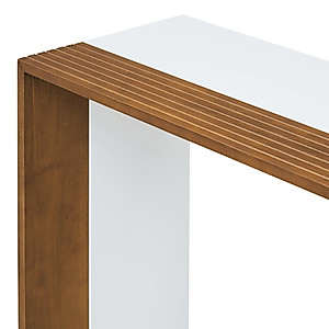 Color-Blocked Console Table, Modern Minimalist Style Sofa Table for Entrance, Hallwayand Living Room, White and Brown