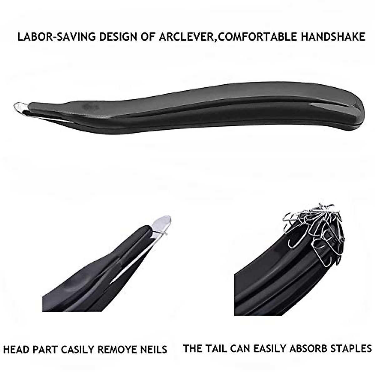 LONGKEY Professional Magnetic Staple Remover Puller Rubberized Staples Remover Staple Removal Tool for School Office and Home 3 PCS Black