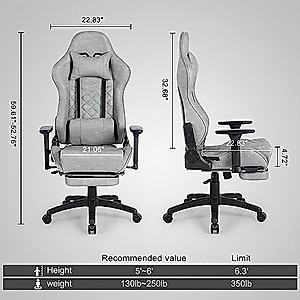 Blue Whale Massage Gaming Chair for Adults and 350LBS Reinforced Base,Thickened Seat Cushion, Adjustable Armrest, Big and Tall Ergonomic Office Computer Chair
