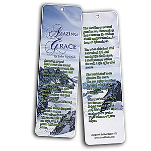 Hymn Bookmarks Series 1 - Amazing Grace (60-Pack) - Classic Gospel Song Lyrics - Bring You Back to The Good Old Day Worship - Stocking Stuffers for Men Women
