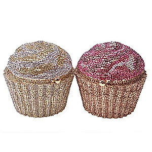 Cupcake Crystal Clutch Evening Clutches Bags Wedding Party Bridal Diamond Minaudiere Handbag Purse (purple,)
