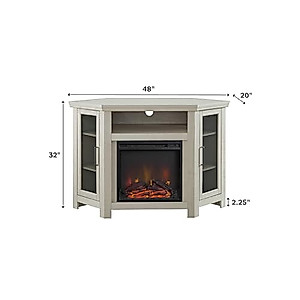 Walker Edison Alcott Classic Glass Door Fireplace Corner Entertainment Center TV Stand for TVs up to 55 Inches, 48 Inch, Espresso