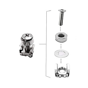 Wang-Data 100 Sets M6 Square Hole Hardware Cage Nuts & Mounting Screws Washers for Server Rack and Cabinet (M6 X 20mm)(Screw+Washer+cage nut)