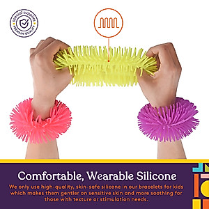 Special Supplies Squishy Fuzzy Band Bracelets for Kids, 6 Pack, Flexible and Stretchy Wearable Sensory Toys, Tactile Silicone Squiggly Touch, Bright and Colorful Wristbands