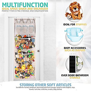 The Original Stuffed Animal Storage (Patent Pending) - Over Door Organizer for Stuffies, Baby Accessories, Toy Plush Storage / Breathable Hanging Storage Pockets Big Girls Toddler Large Bag Animals
